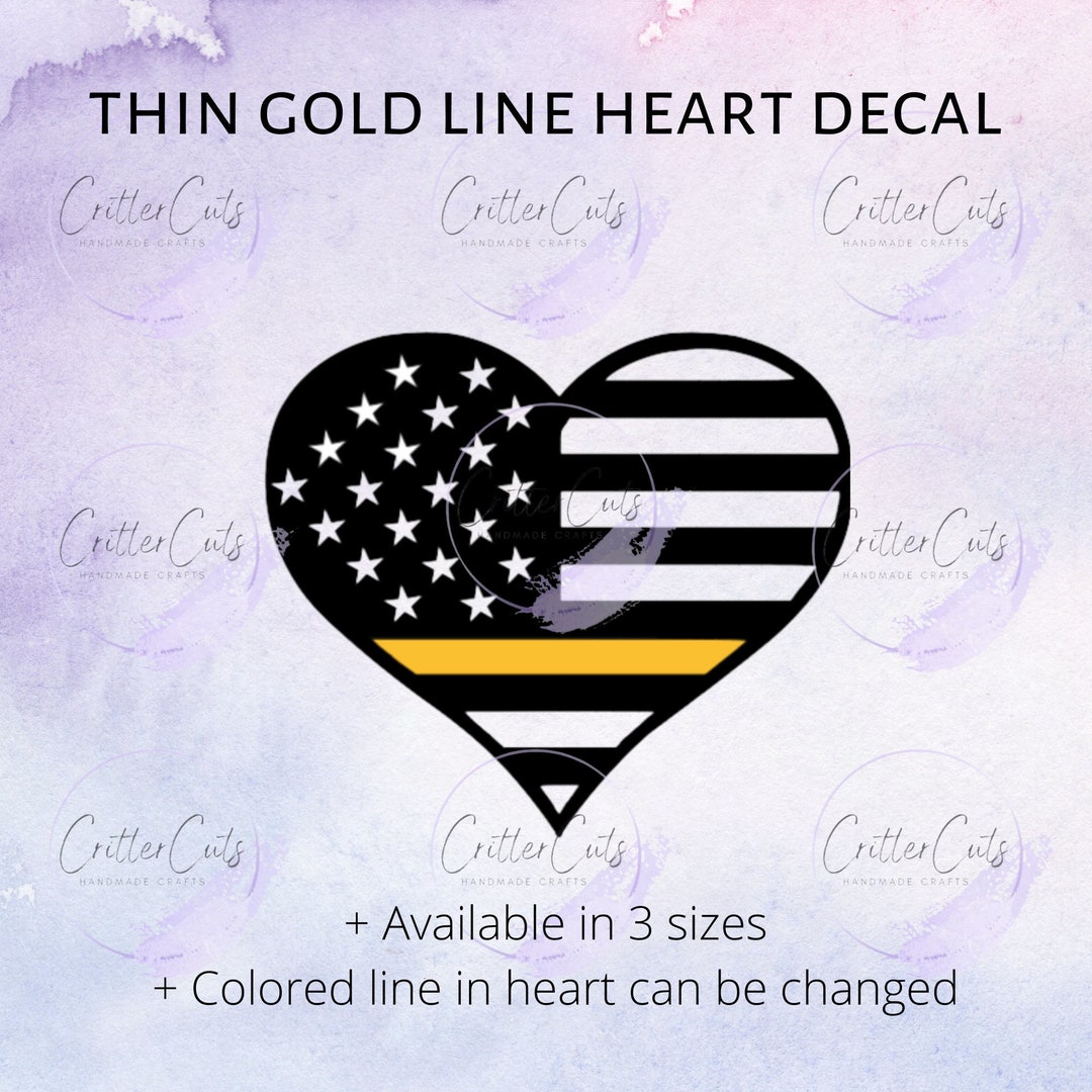 Thin Gold Line Heart Dispatcher Heart Sticker Thin Blue Line - Etsy