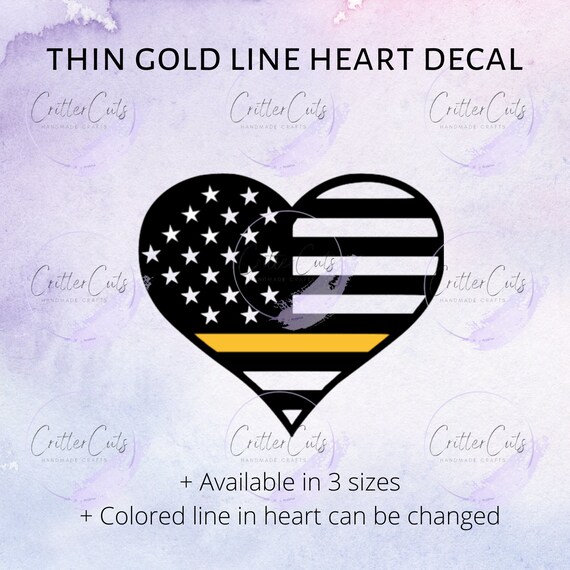 Thin Gold Line Heart Dispatcher Heart Sticker Thin Blue Line - Etsy