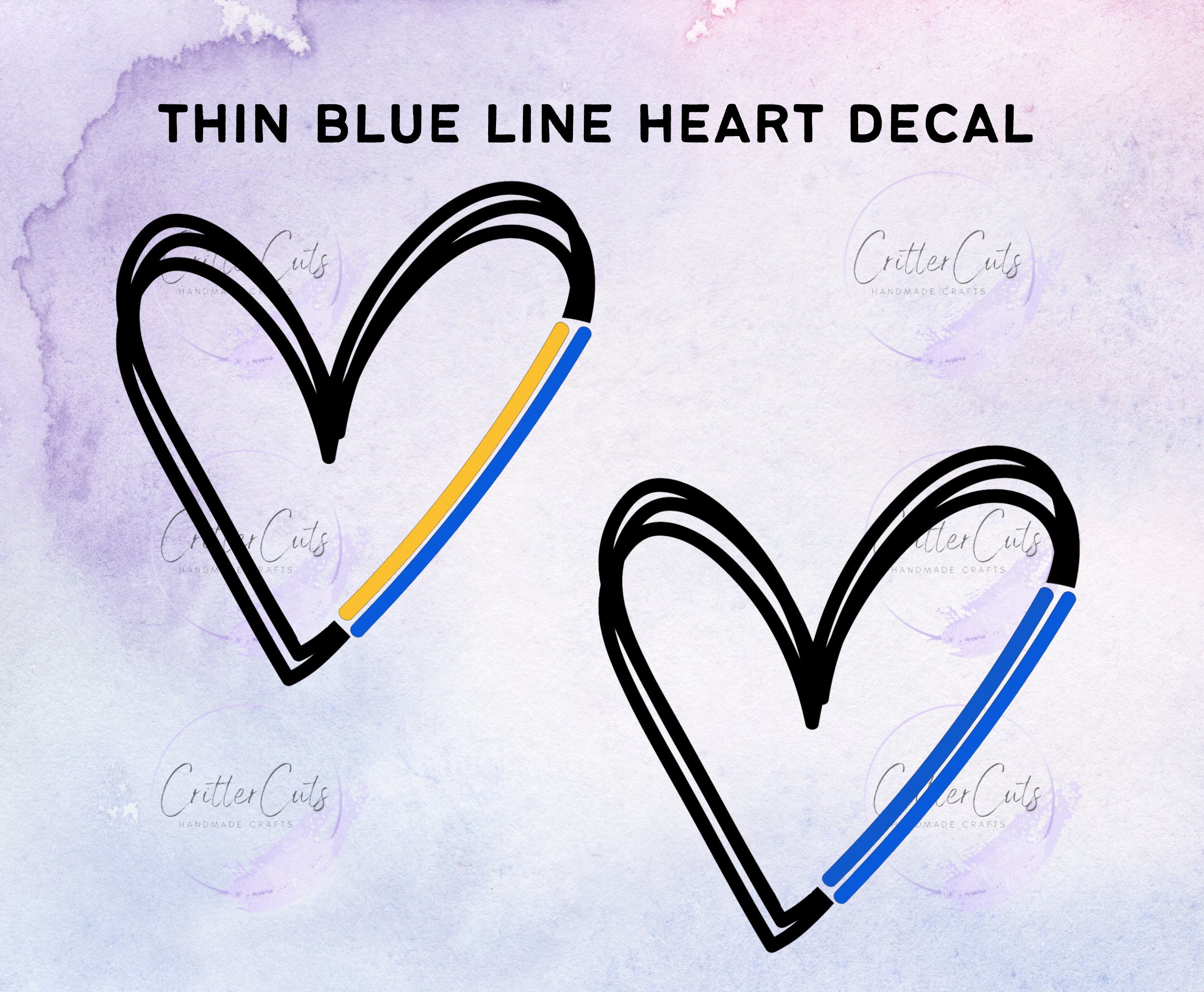 Thin Blue Line Decal Thin Blue Line Heart Heart Sticker Law - Etsy