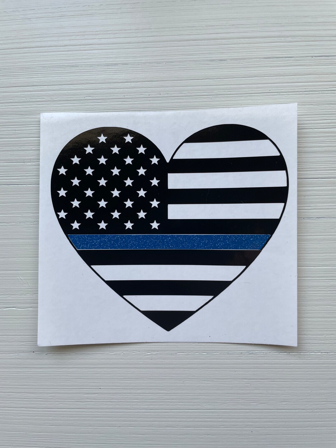Thin Blue Line Decal, Thin Blue Line Heart, Heart Sticker, Law ...