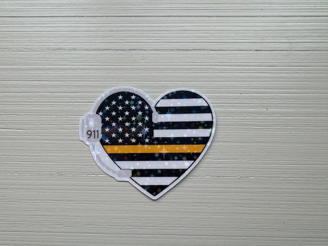 Thin Gold Line Heart Sticker, Dispatcher Stickers, Heart Sticker ...