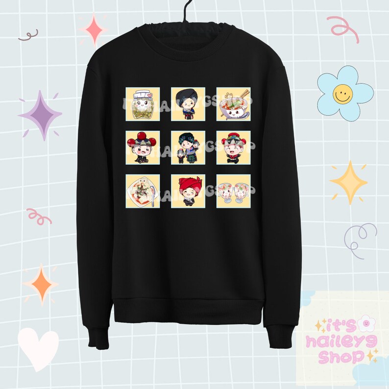 Kawaii Chibi Iu-mien Group Cartoon Graphic Sweatshirt, Iu-mien ...