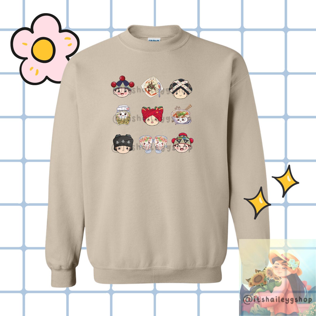 Kawaii Iu-mien, Chibi Iu-mien Group Cartoon Graphic Sweatshirt, Iu-mien ...