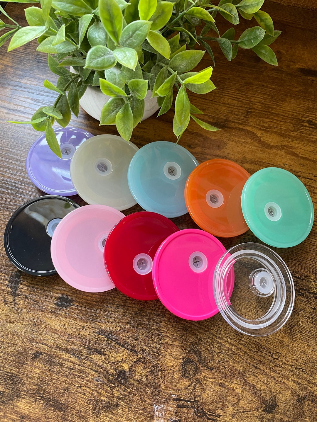Colorful Plastic Lids/ Plastic Lids for 16oz/ Glass Can Lids - Etsy