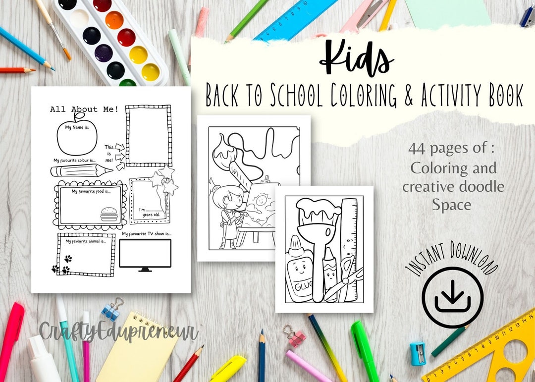 Instant Download Back to School Coloring Book for Kids - Etsy