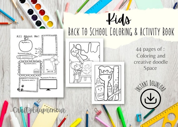 Instant Download Back to School Coloring Book for Kids - Etsy