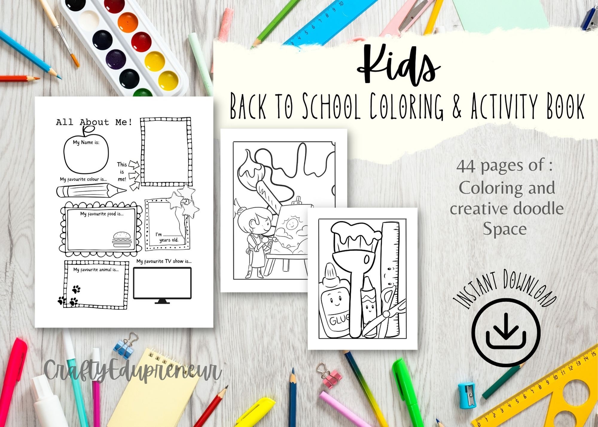 Instant Download Back to School Coloring Book for Kids - Etsy