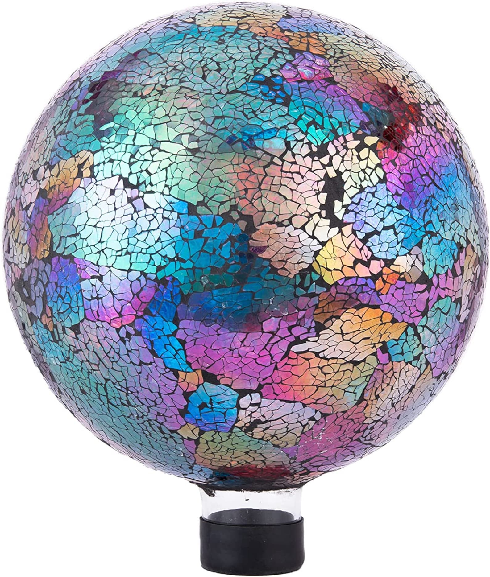 Gazing Ball, Iridescent Crackled Glass Mosaic Gazing Balls Sphere for ...