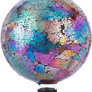 Gazing Ball, Iridescent Crackled Glass Mosaic Gazing Balls Sphere for ...