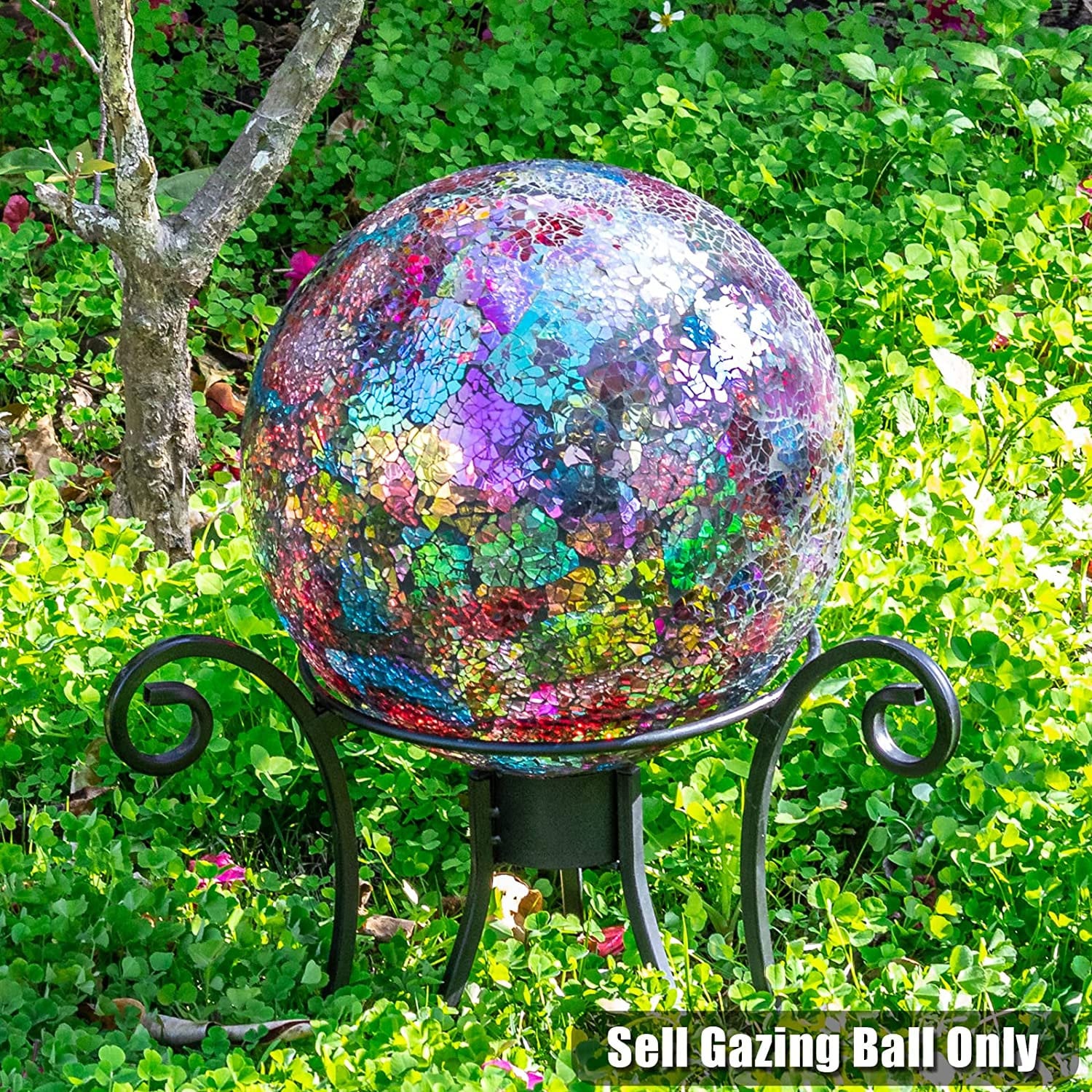 Gazing Ball, Iridescent Crackled Glass Mosaic Gazing Balls Sphere for ...