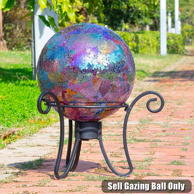 Gazing Ball, Iridescent Crackled Glass Mosaic Gazing Balls Sphere for ...