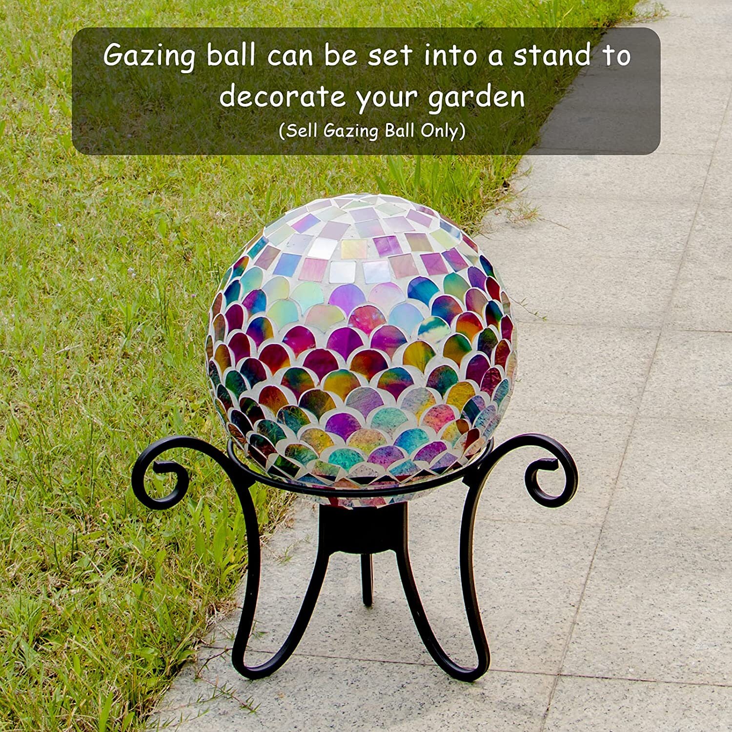Gazing Ball, Glass Mosaic Gazing Ball Sphere for Garden, Outdoor ...