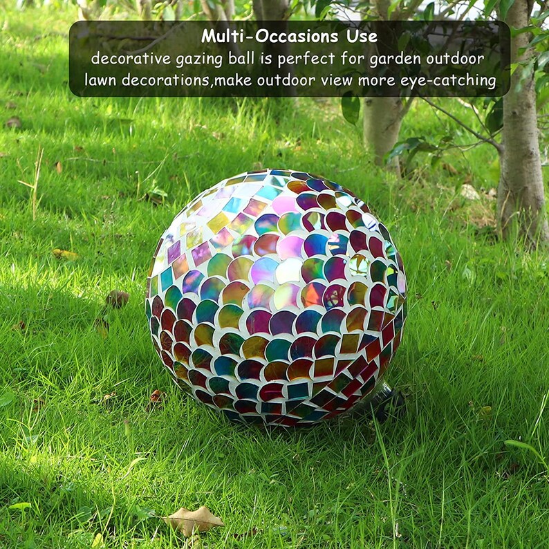 Gazing Ball, Glass Mosaic Gazing Ball Sphere for Garden, Outdoor ...