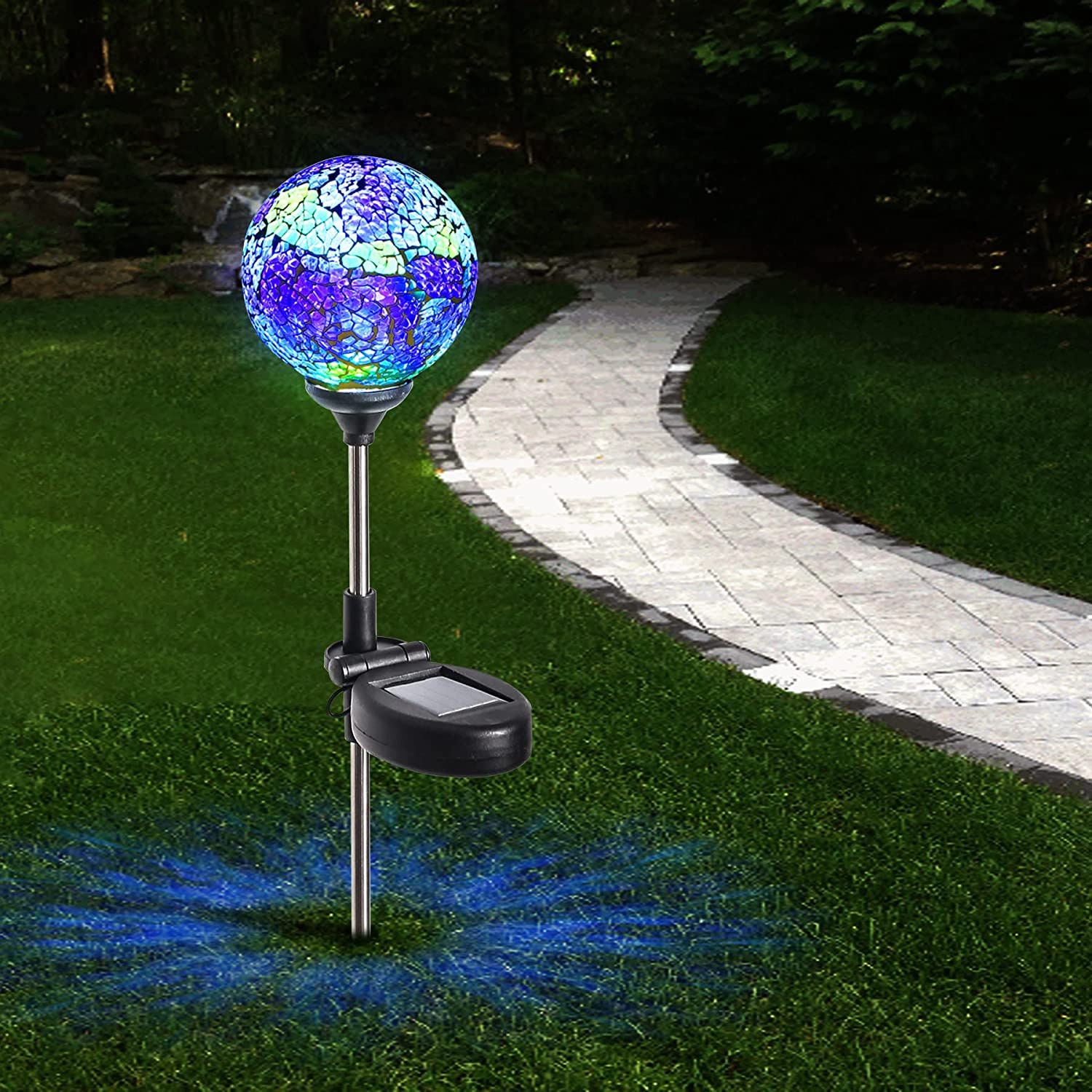 Outdoor Mosaic Solar Light Stake Decor for Garden Waterproof ,color ...
