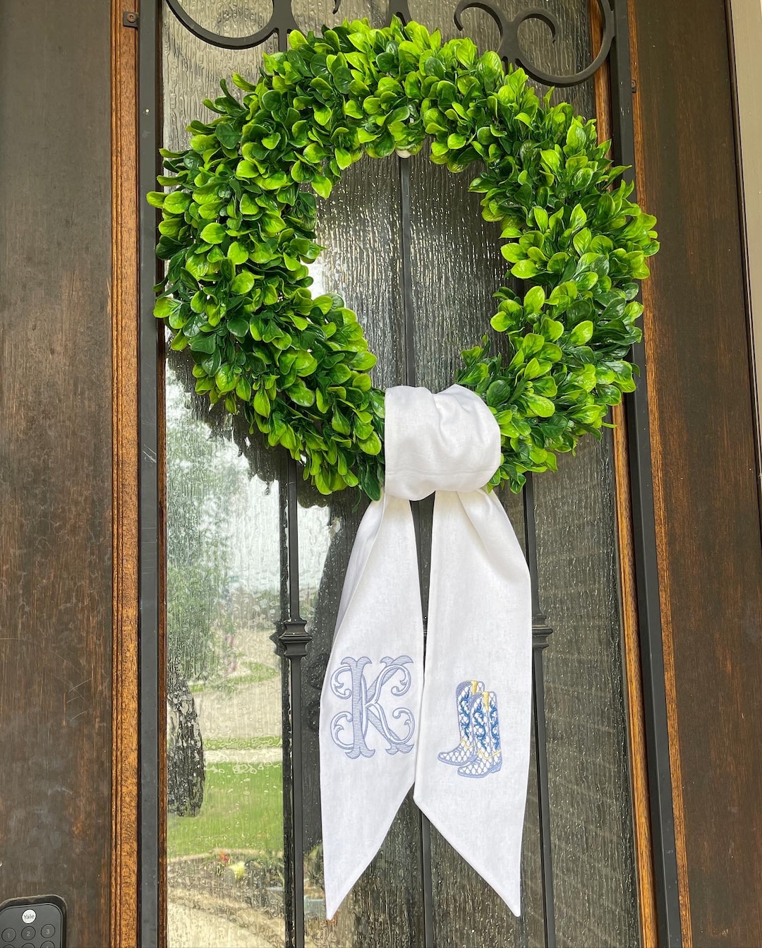 Double Layer Monogram Wreath Sash Front Door Wreath Sash, Monogramed ...
