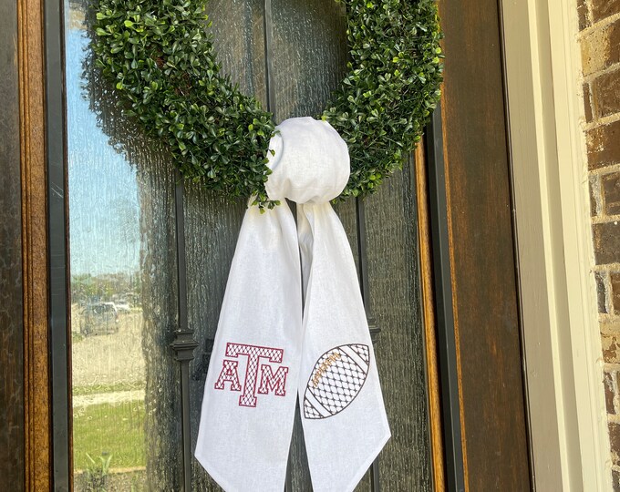 Texas A&M Football Wreath Sash ; Front Door Wreath Sash, Monogramed ...