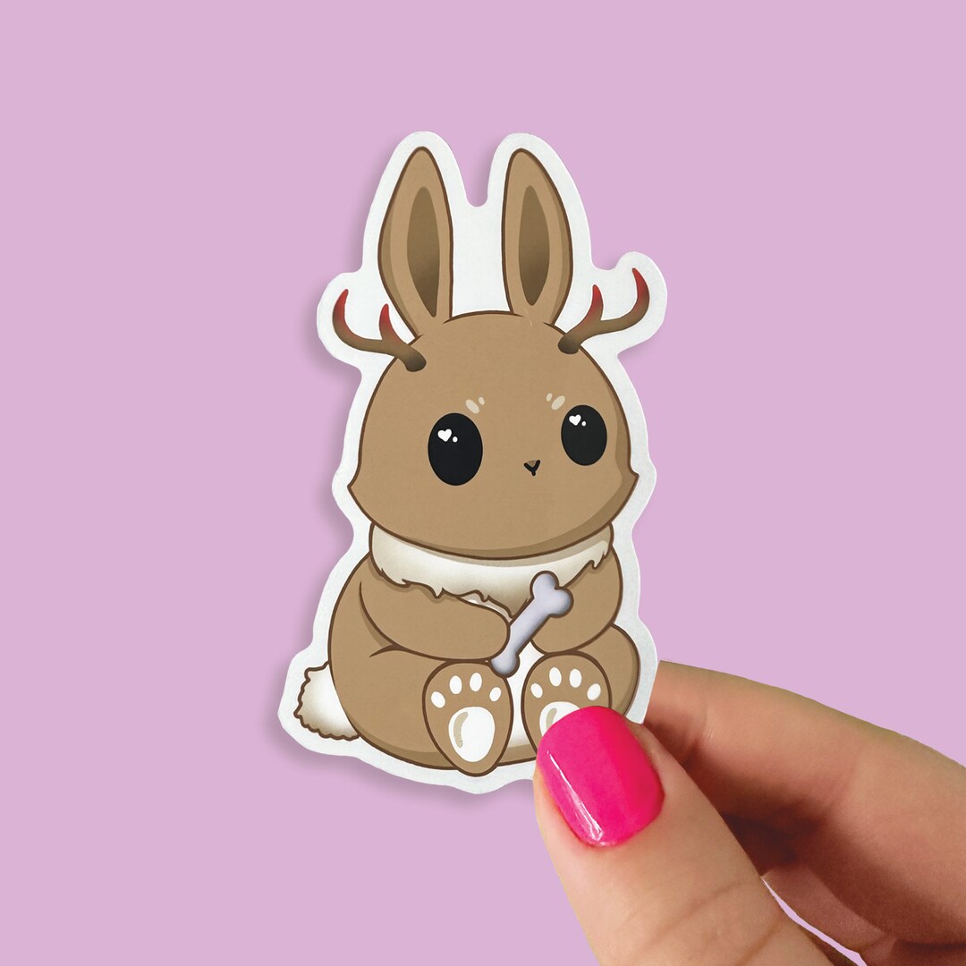 Jackalope Bunny Rabbit Cryptid Glossy Sticker | Kawaii Paranormal ...