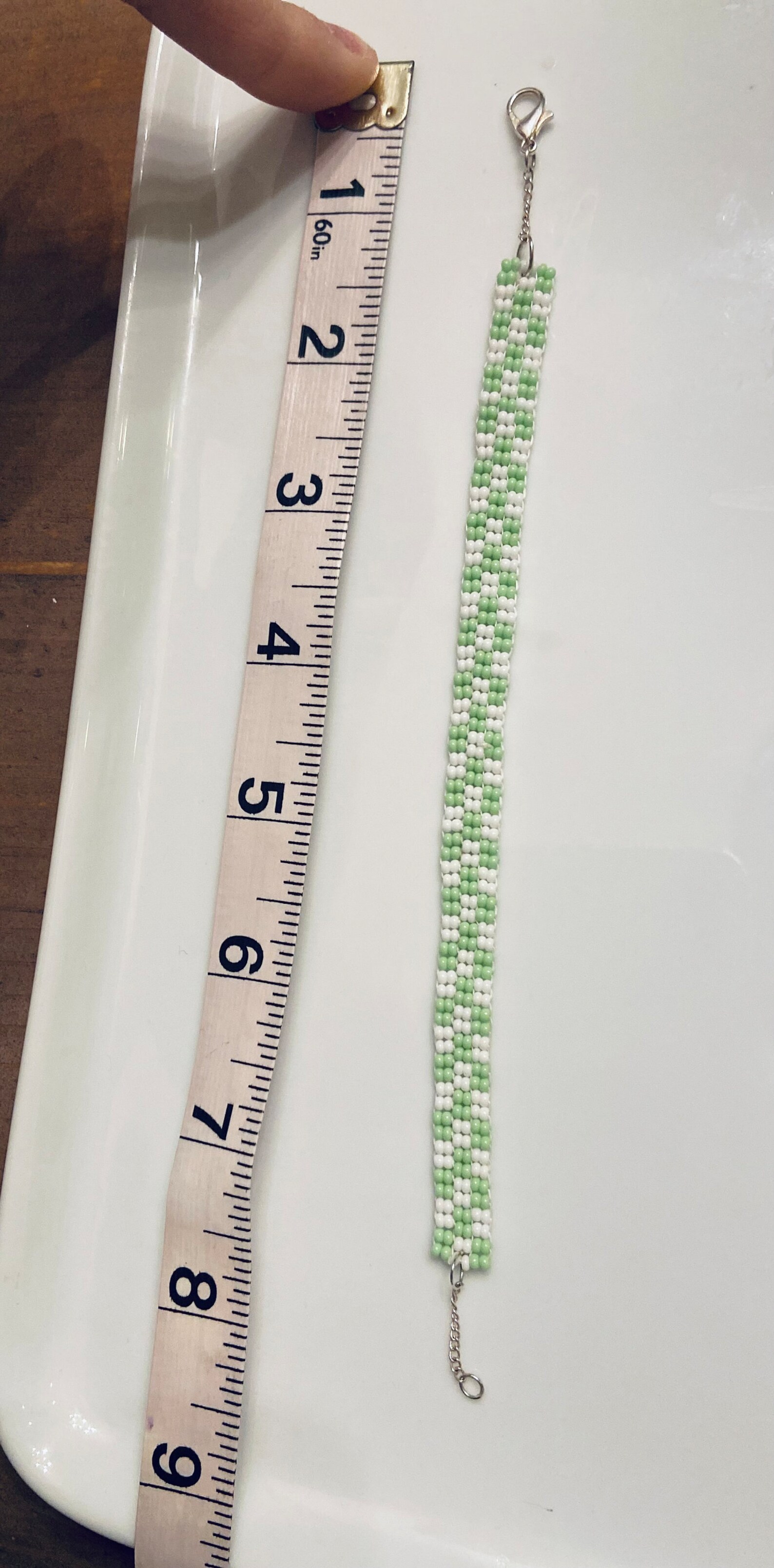 Aesthetic Green and White Checkered Bracelet - Etsy