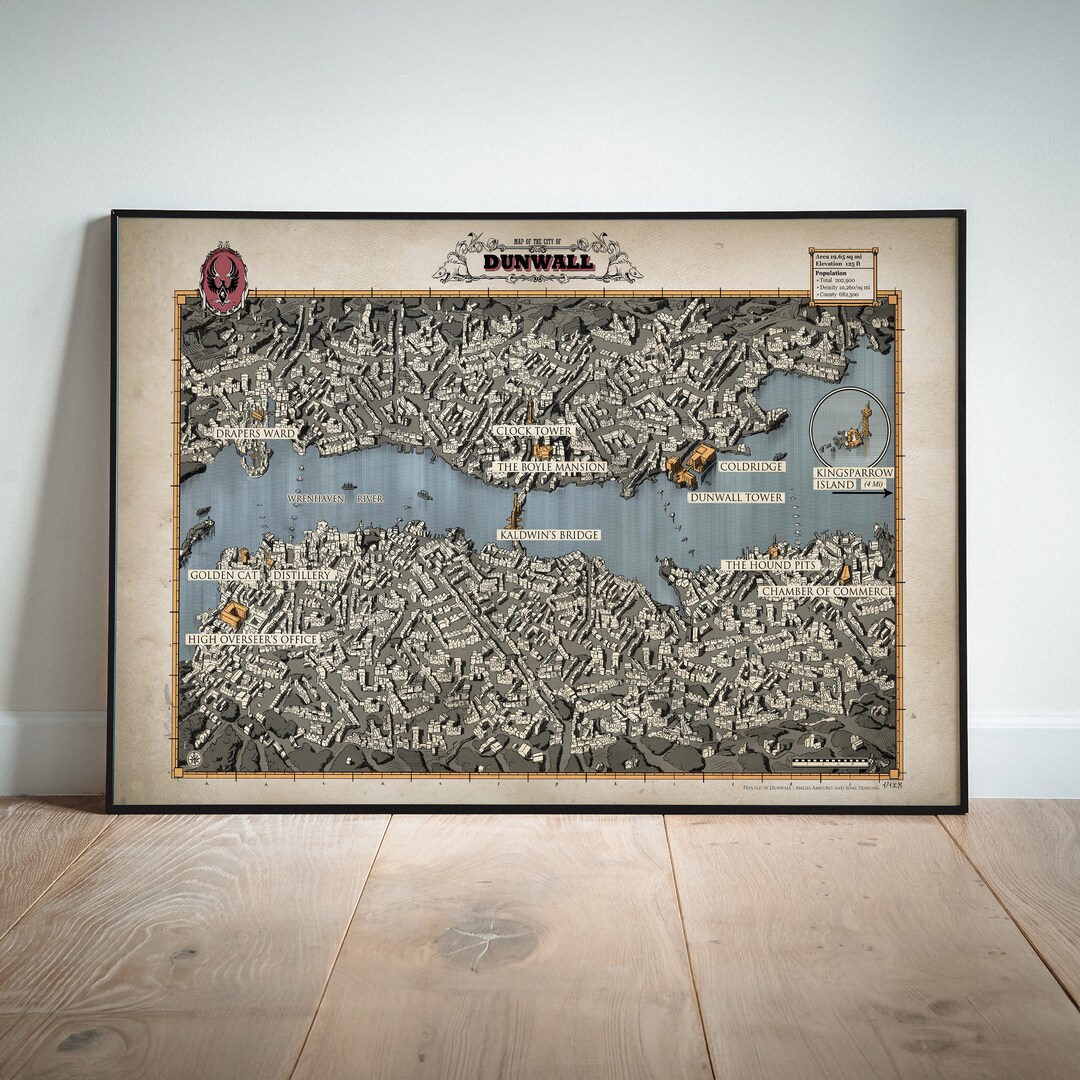 Dishonored Dunwall Map Poster Game Posters Canvas Wall Art - Etsy