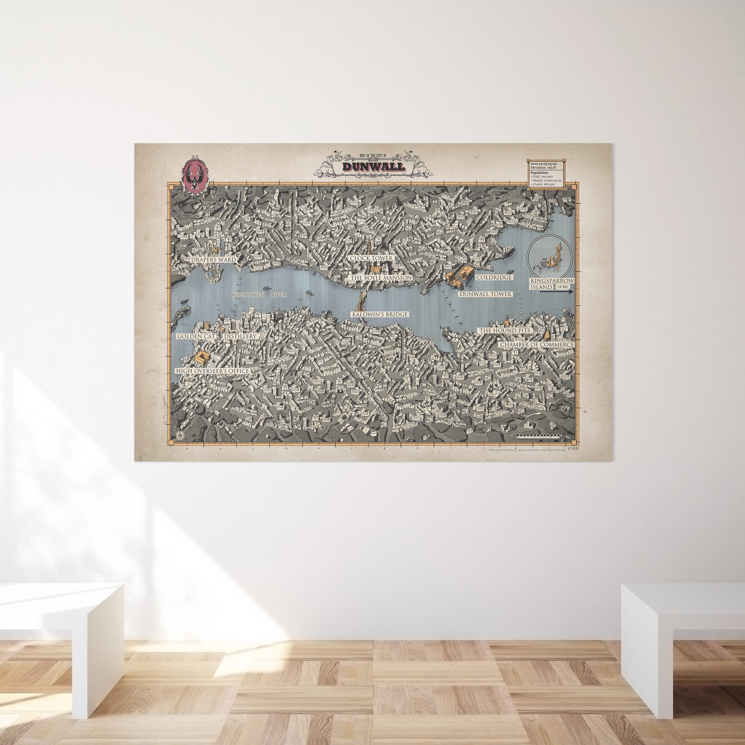 Dishonored Dunwall Map Poster, Game Posters, Canvas Wall Art, High ...