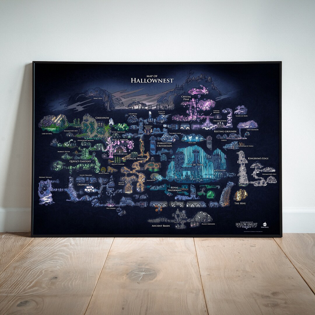 Map of Hallownest, Hollow Knight Map Poster, Game Posters, Canvas Wall ...