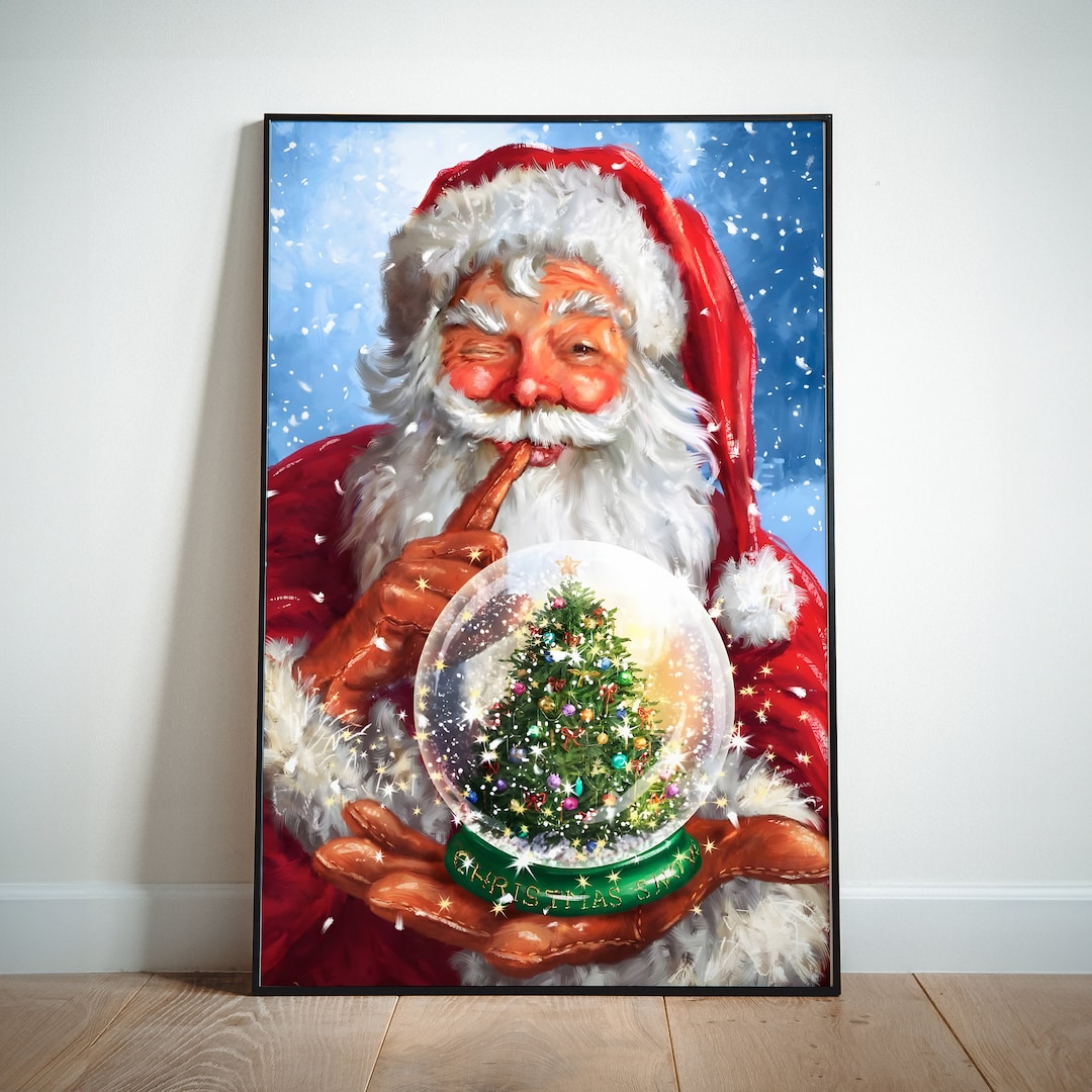 Christmas Poster Father Christmas Poster Canvas Wall Art - Etsy
