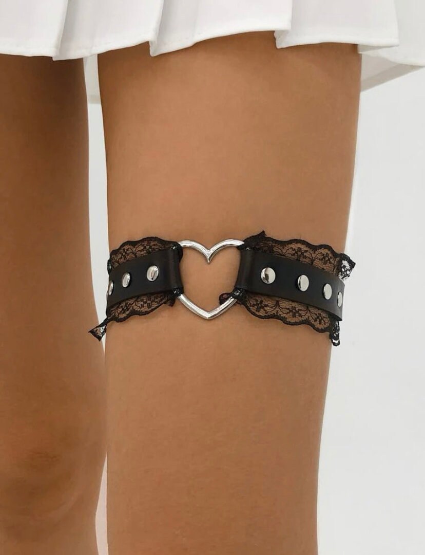 Heart Leg Garter Adjustable Lace Heart Thigh Garter Elastic Leg