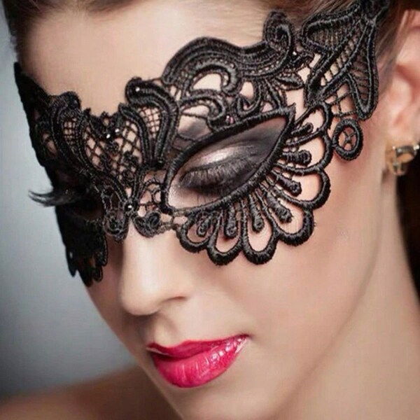 Black Lace Mask - Etsy