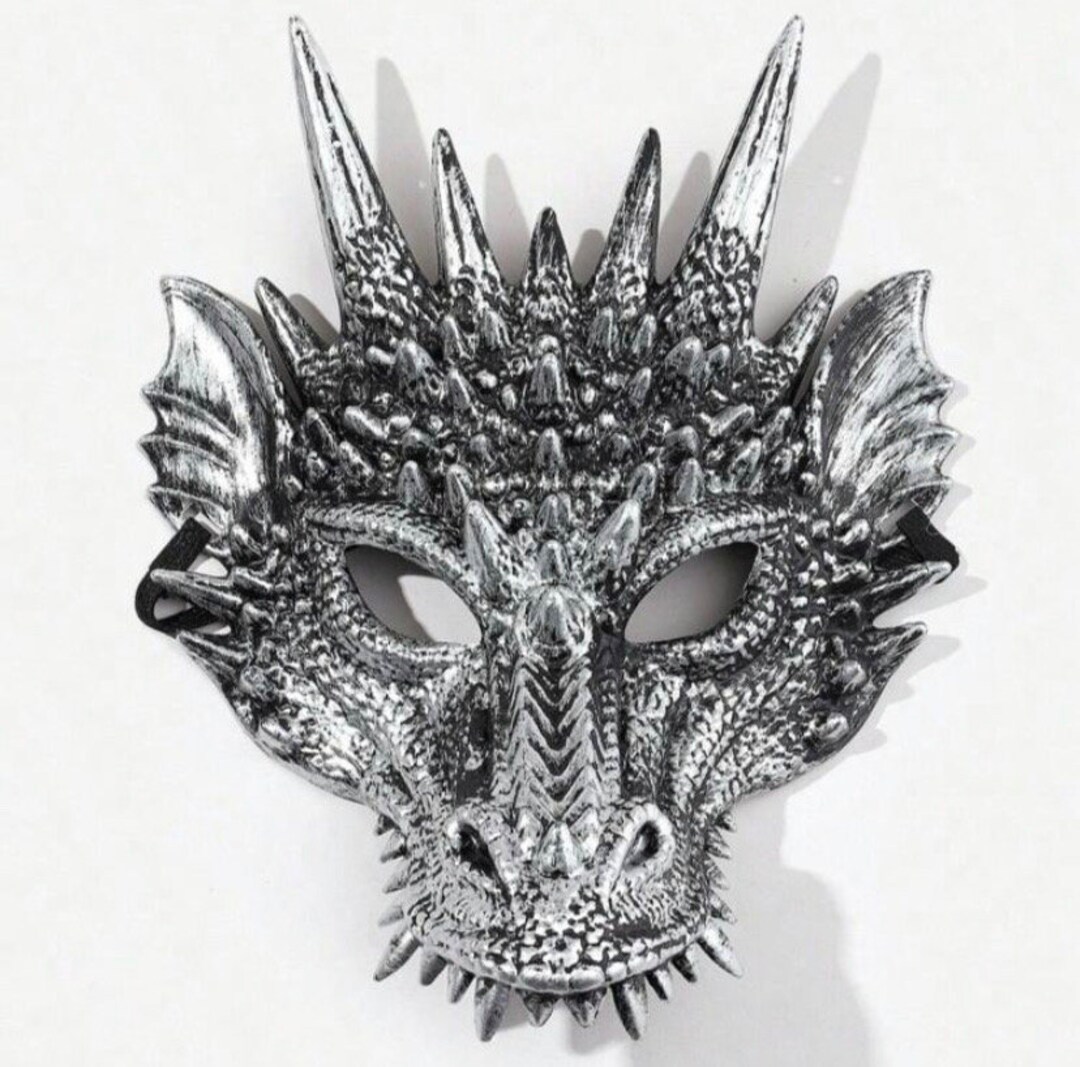 Silver Masquerade Dragon Cosplay Silver Chinese Dragon Mask Halloween ...