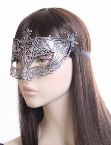 Silver Masquerade Cosplay Silver Mask Halloween Fancy Dress Burlesque ...