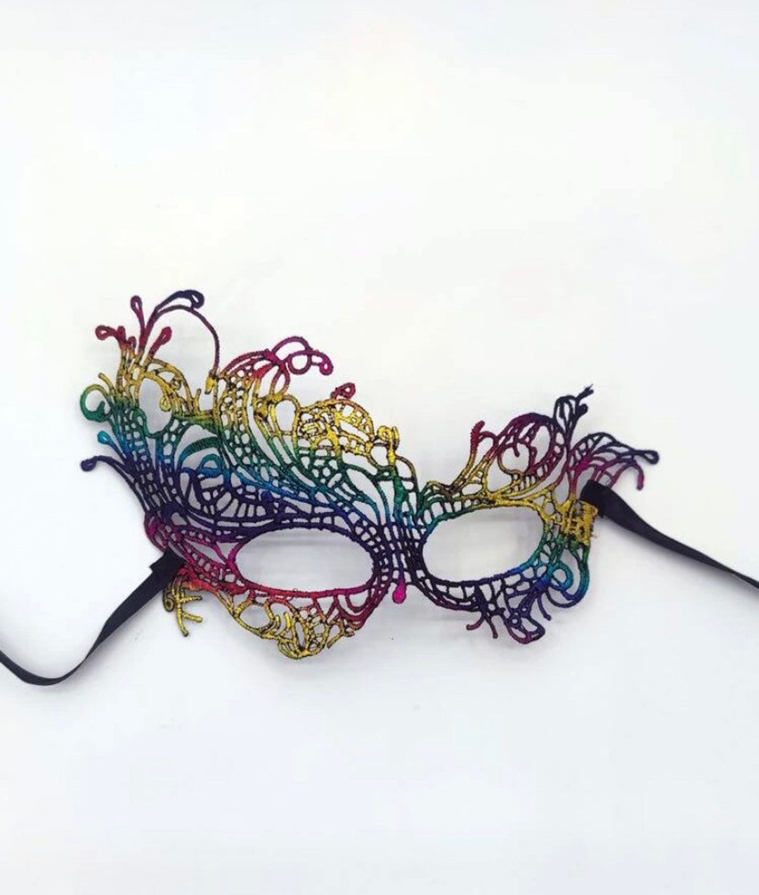 Rainbow Masquerade Cosplay Lace Mask Halloween Fancy - Etsy