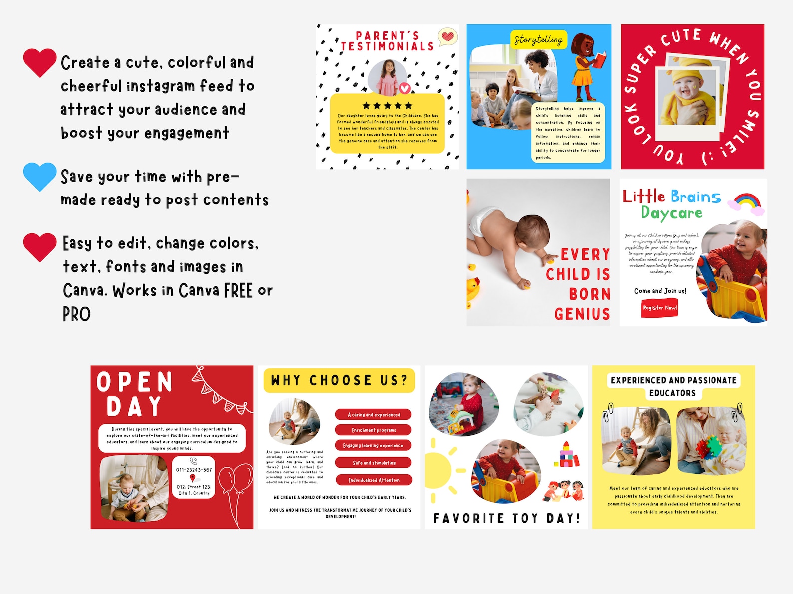 30 Kids Education Instagram Canva Template | Early Education ...