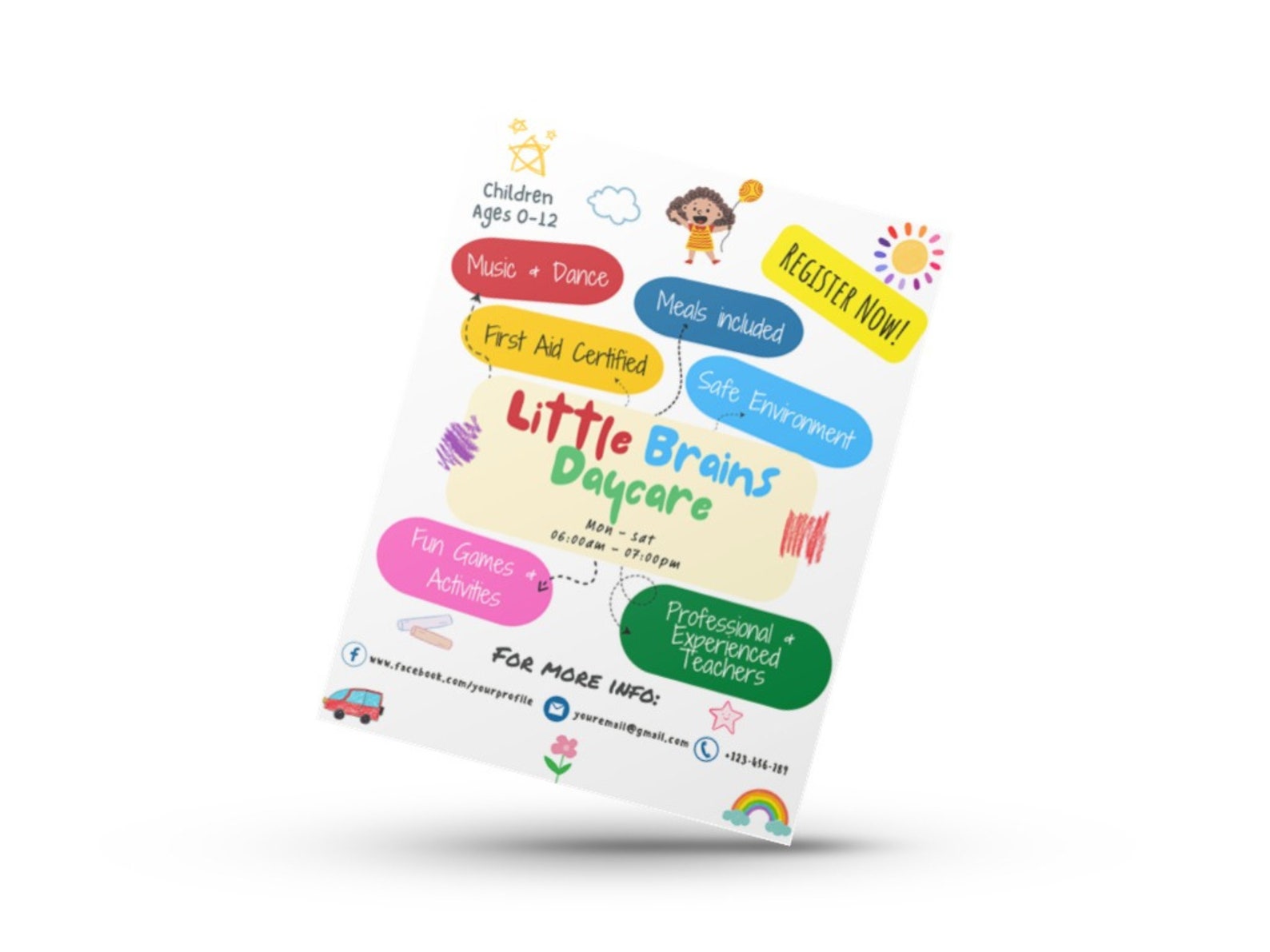 Child Care Flyer Template Canva | Babysitting | Playtime Theme ...