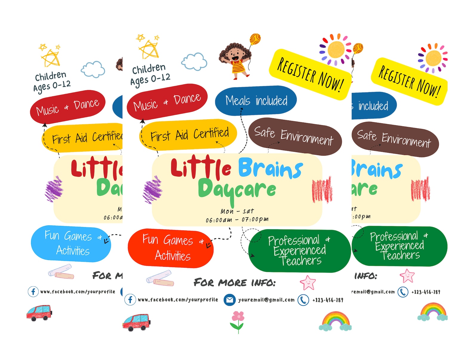 Child Care Flyer Template Canva | Babysitting | Playtime Theme ...