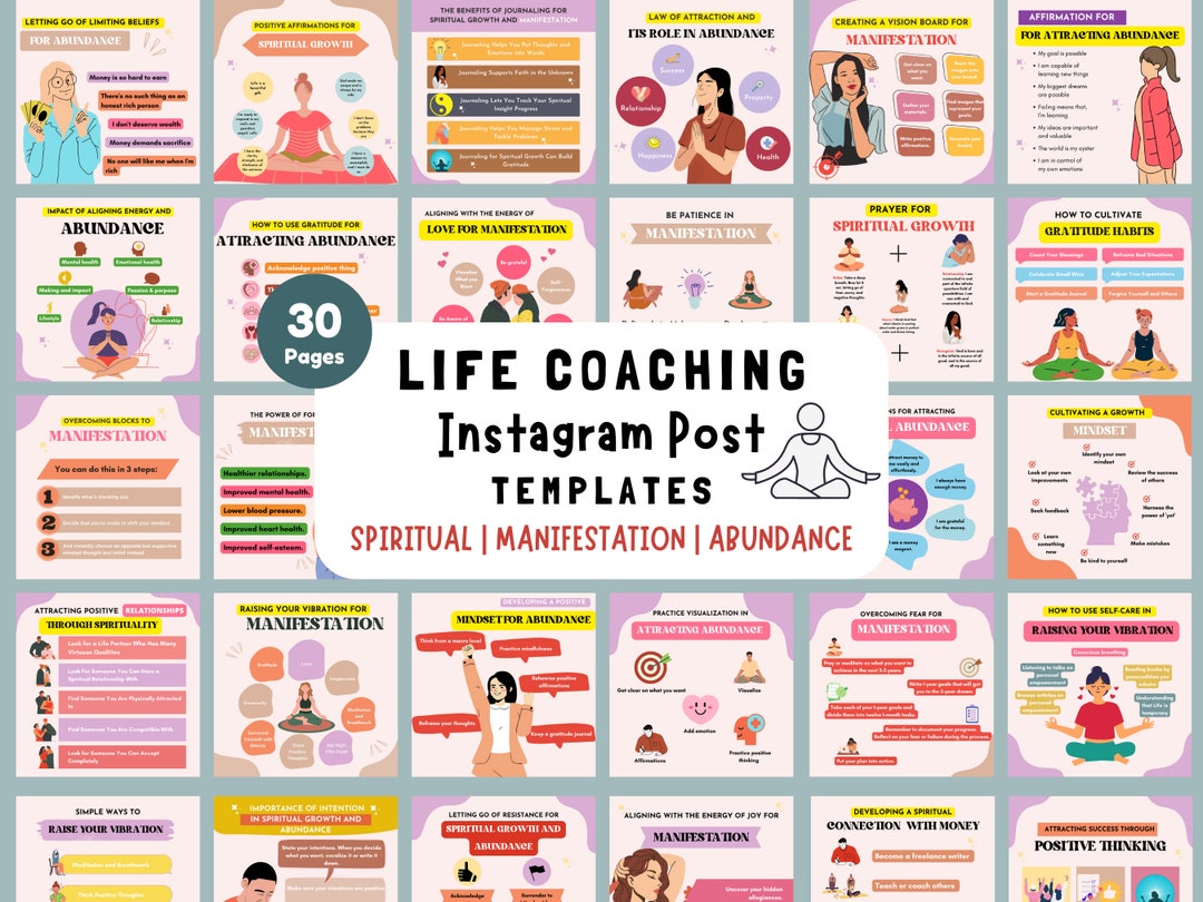 30 Life Coach Infographics Instagram Templates | Law of Attraction ...