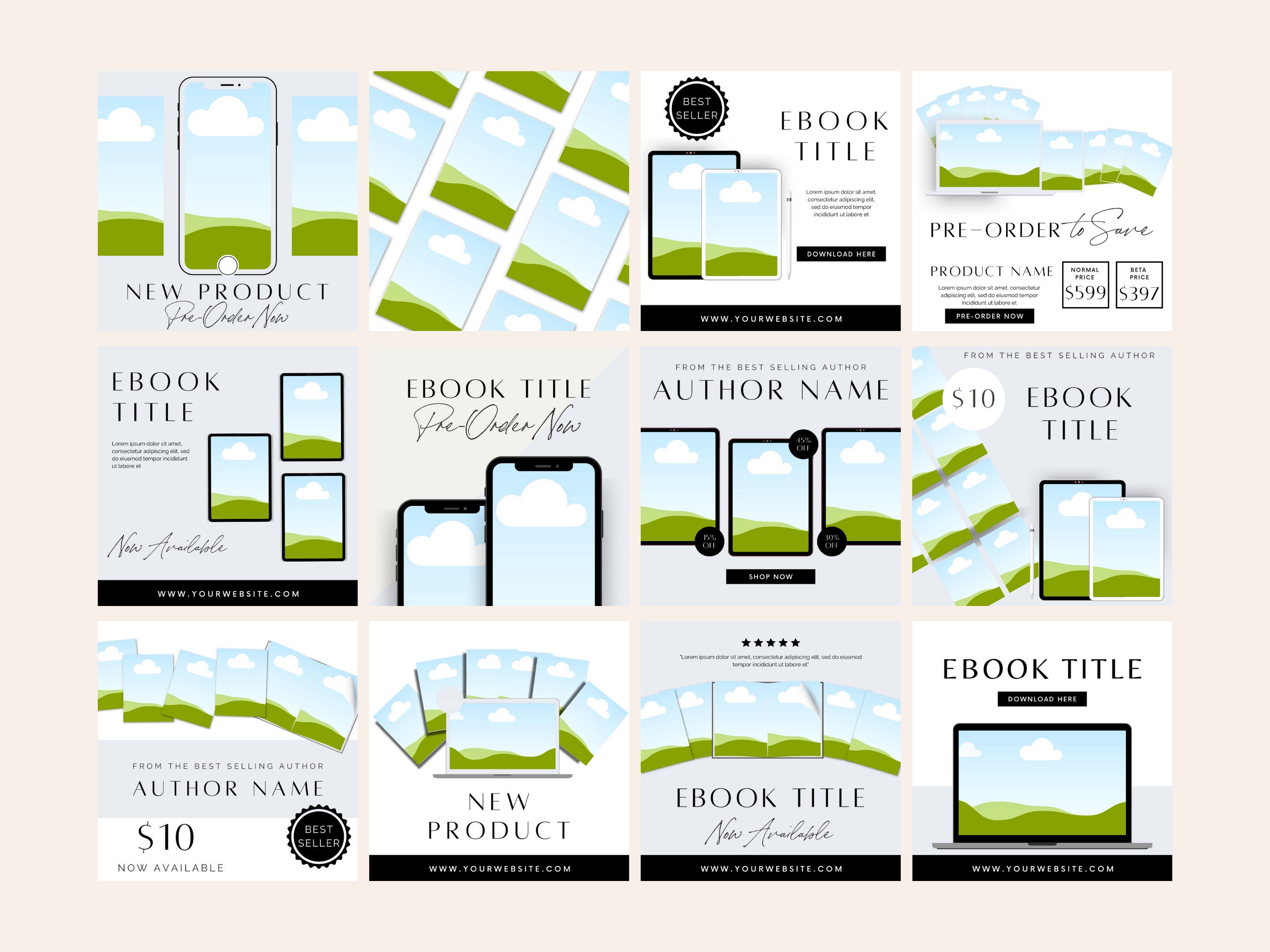 50 Ebook Mockup Templates | Canva Editable Lead Magnet (digital ...