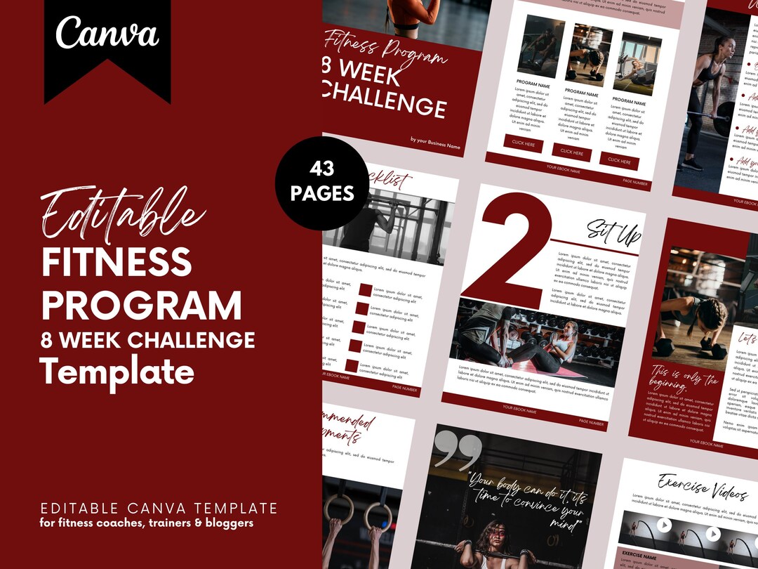 Fitness Program Template Canva Fitness Ebook Template - Etsy