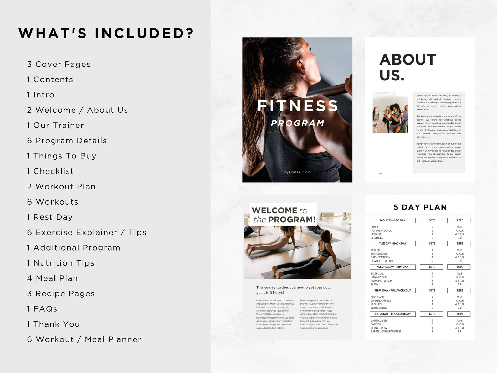 Fitness Program Template Canva | Fitness Ebook Template | Personal ...