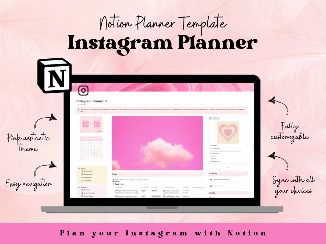 Notion Template Instagram Planner | Content Calendar Notion | Social ...