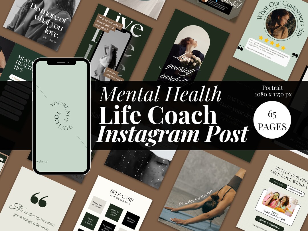 Life Coach Instagram Template | 65 Mental Health Posts (canva) - Etsy