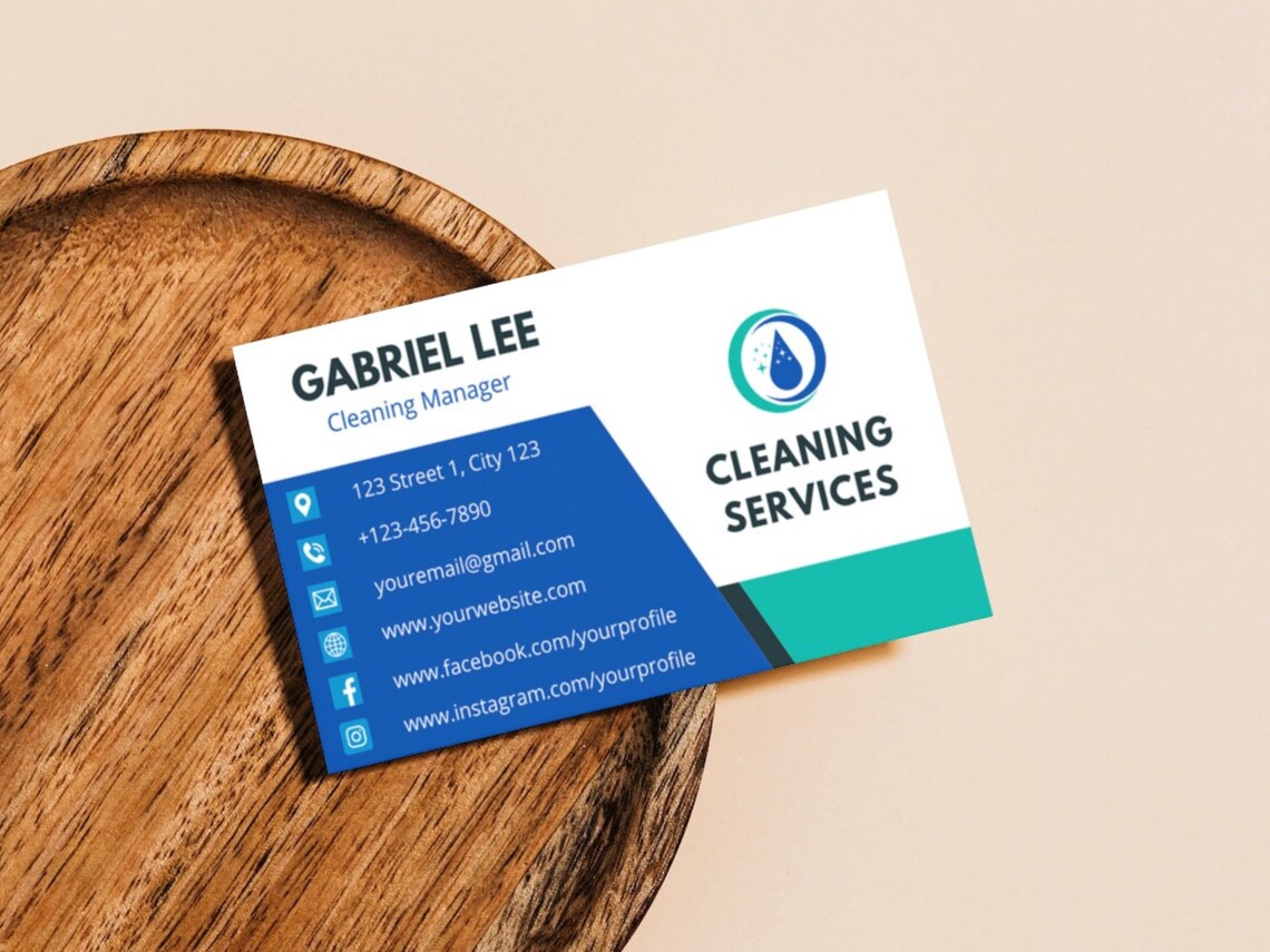 Cleaning Service Business Card Template | Canva Editable (digital ...