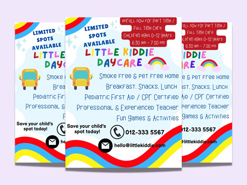 Child Care Flyer Template Canva | Babysitting | Playtime Theme ...