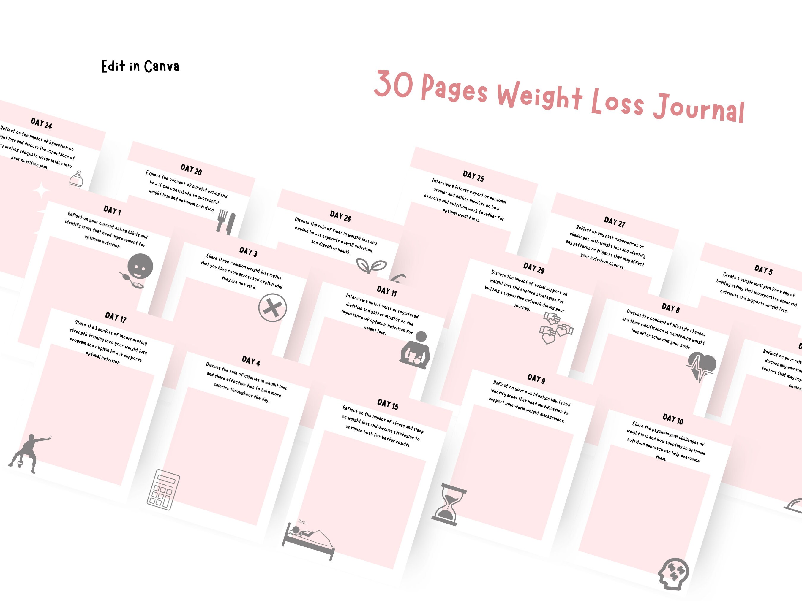 Weight Loss Tracker and Journal | Weight Loss Planner Worksheet | Body ...