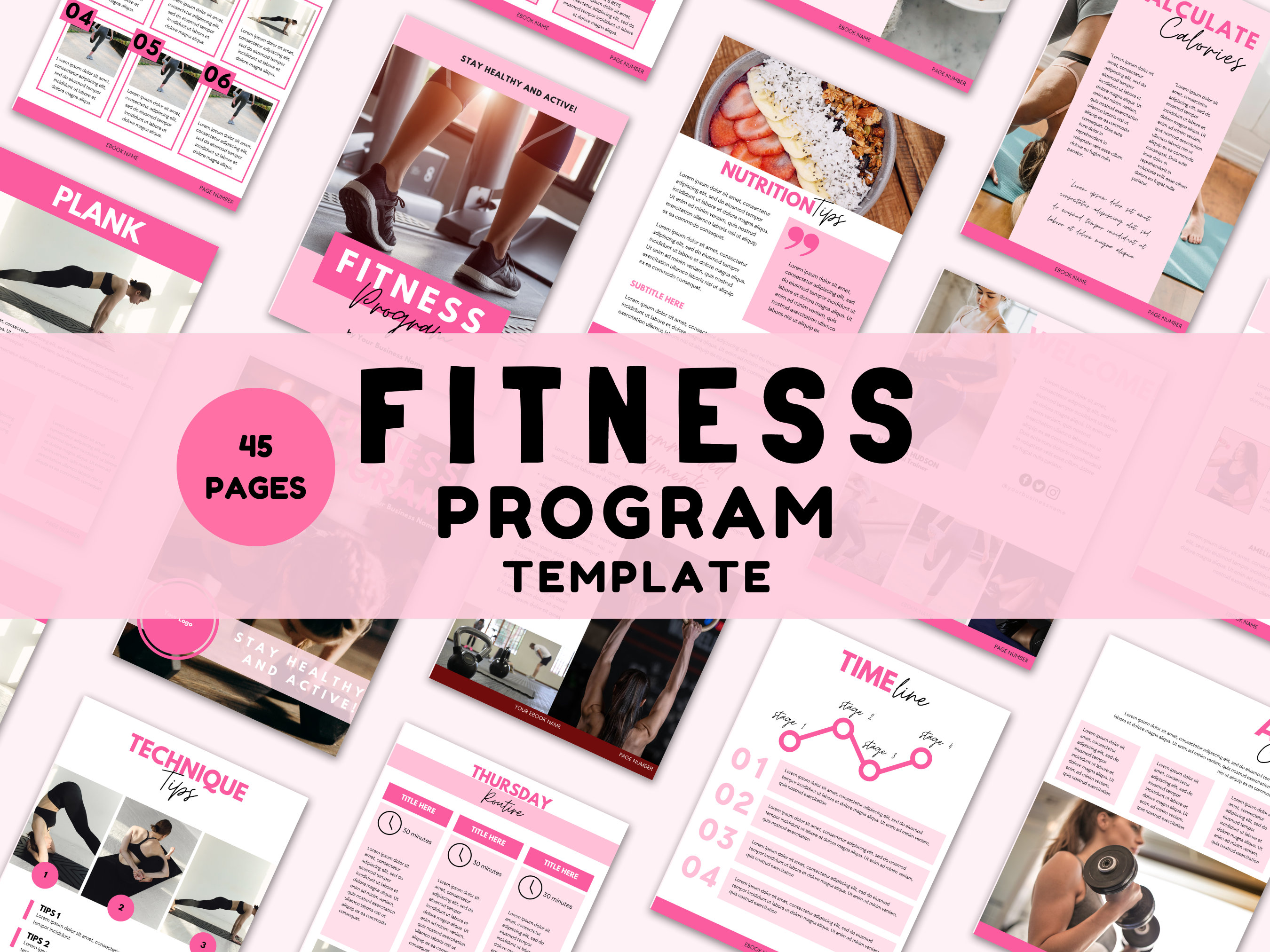 Fitness Program Template Canva | Fitness Ebook Template | Personal ...
