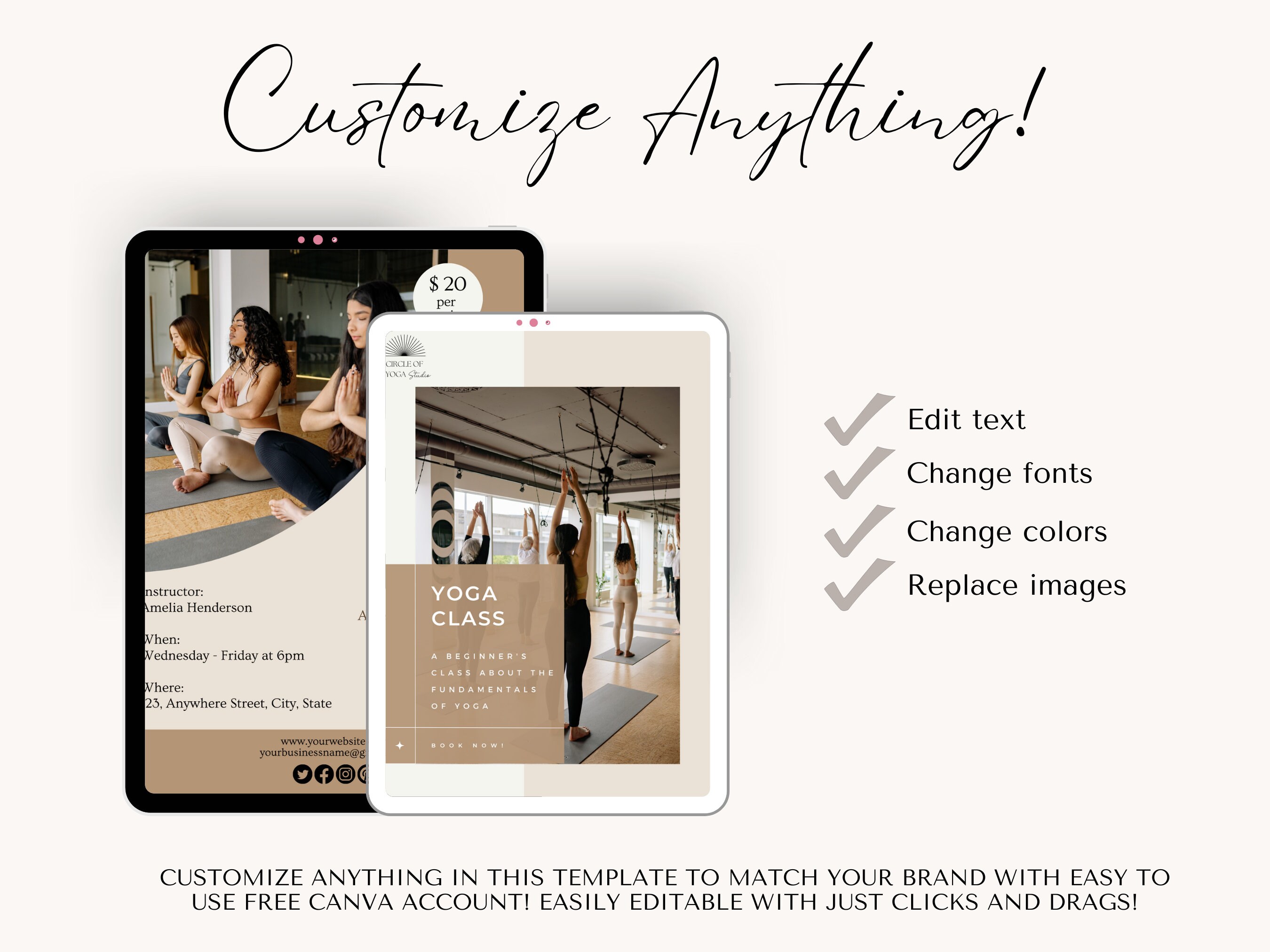 Yoga Flyer Template | Fitness Flyer | Editable Yoga Template | Health ...