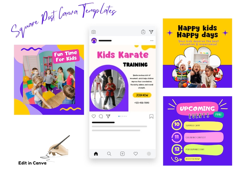 40 Kids Education Instagram Post Canva Template Vol 2 | Early Education ...