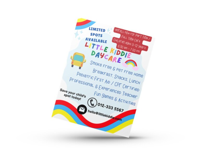 Child Care Flyer Template Canva | Babysitting | Playtime Theme ...