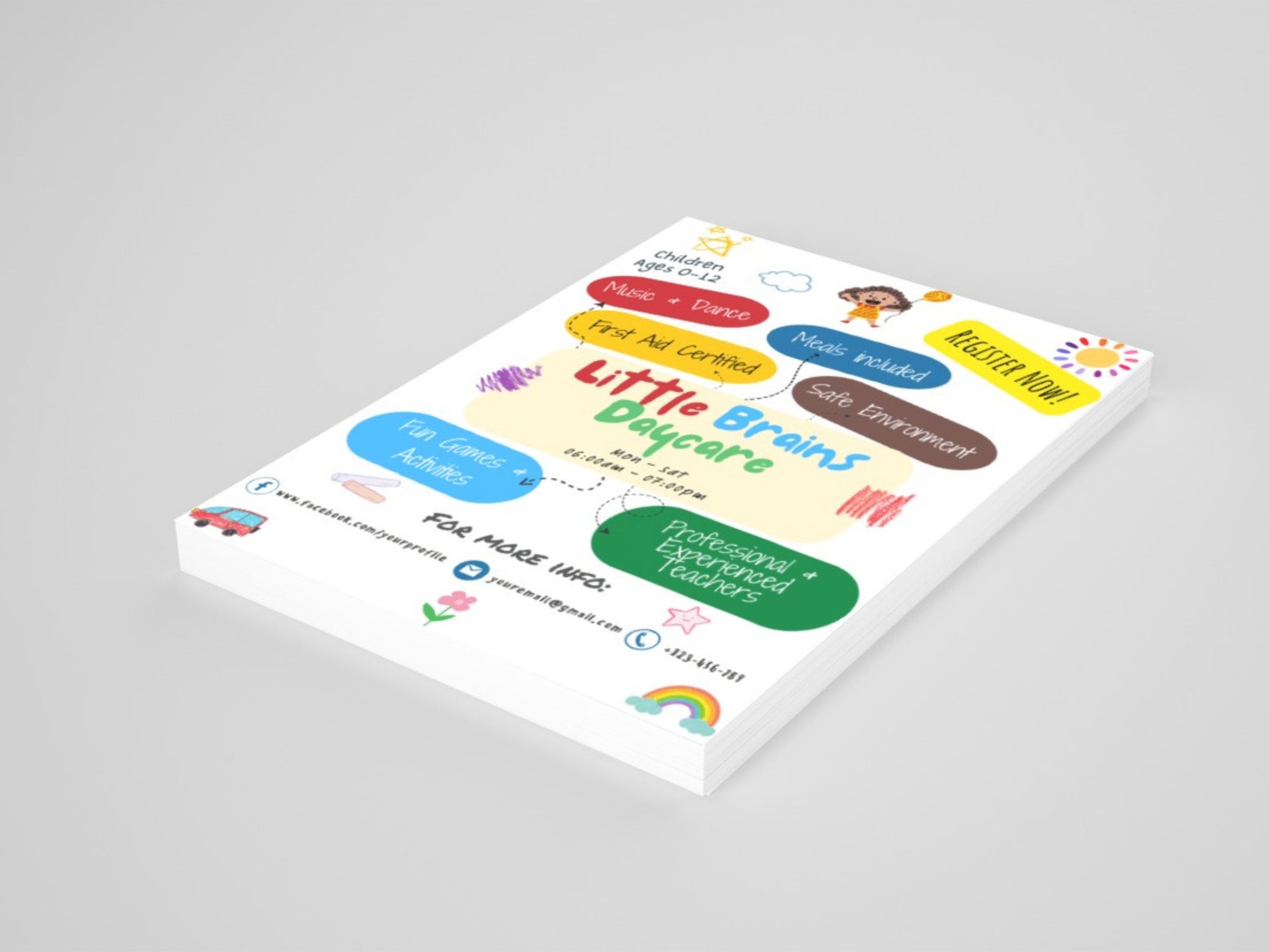 Child Care Flyer Template Canva | Babysitting | Playtime Theme ...