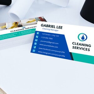 Cleaning Service Business Card Template | Canva Editable (digital ...