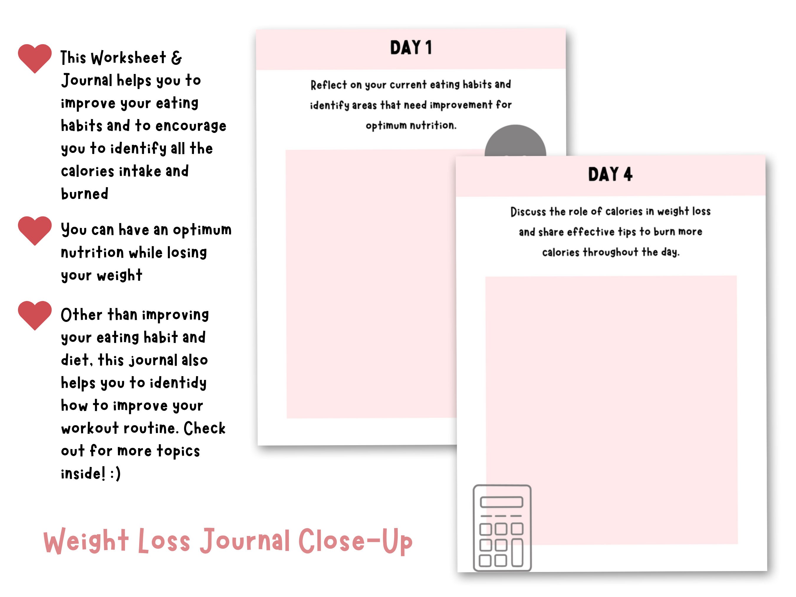 Weight Loss Tracker and Journal | Weight Loss Planner Worksheet | Body ...